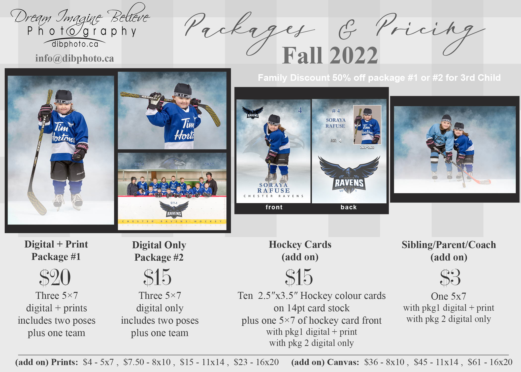 Hockey Photo Session Pricing | Dream Imagine Believe Photography